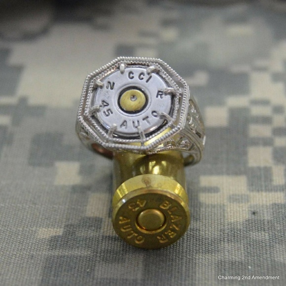 charming 2nd amendment | Jewelry | Size 7 Sterling Silver 45 Caliber ...
